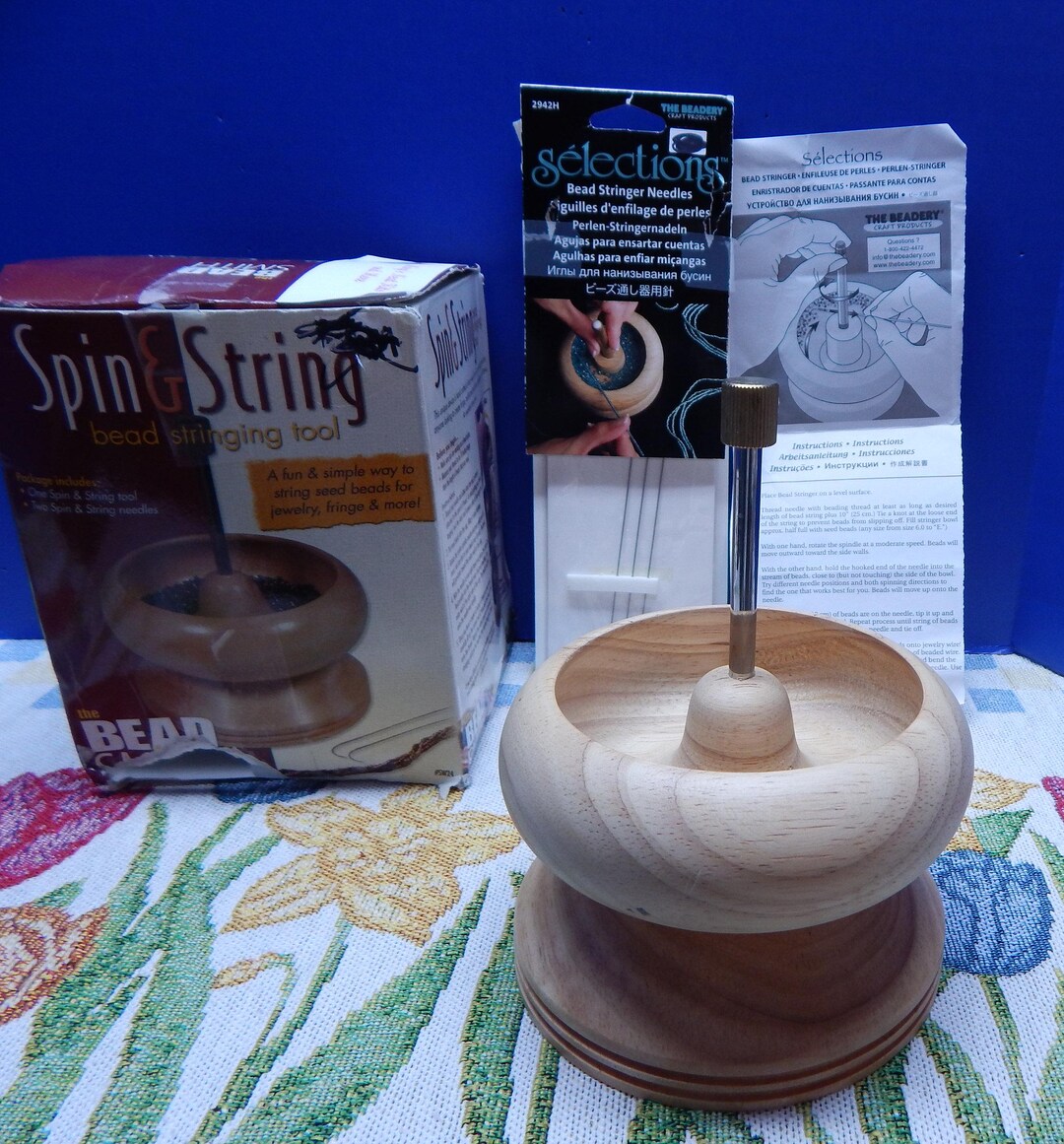 Bead Threader Spinner With 3 Curved Needles,bead Stringing Tool,wooden ...