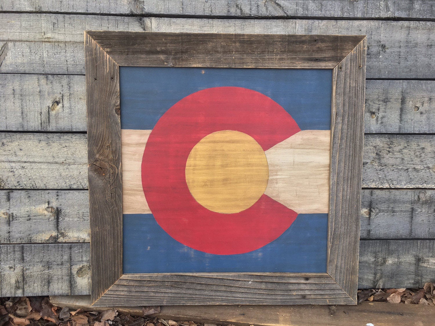 Rustic Wood Framed Colorado Flag