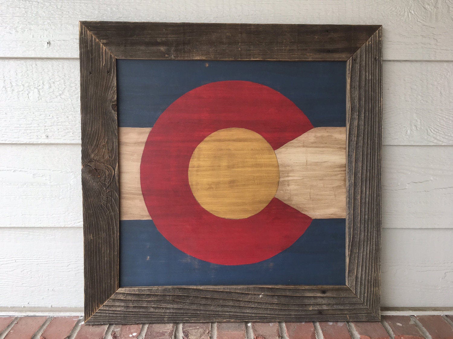 Rustic Wood Framed Colorado Flag