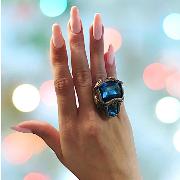 Teal Cocktail Ring - Etsy