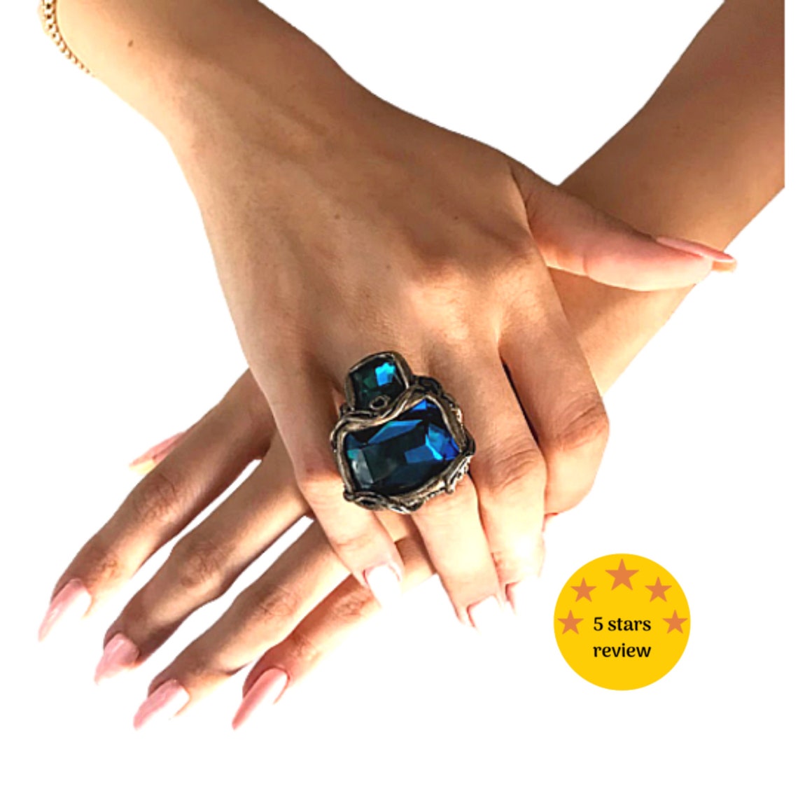 Teal Blue Big Crystal Ring Bold Extravagant Large Ring - Etsy