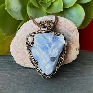 Raw Blue Calcite Crystal Pendant Necklace - Healing Stone Jewelry - Etsy