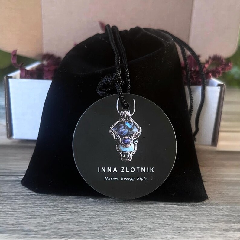 Black Kyanite & Amethyst Pendant Necklace, Empath Protection Crystal ...