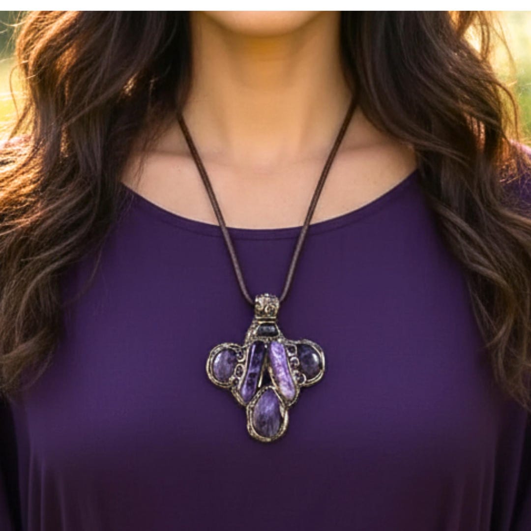 Large Amethyst Pendant Necklace – Statement Crystal Amulet - Etsy