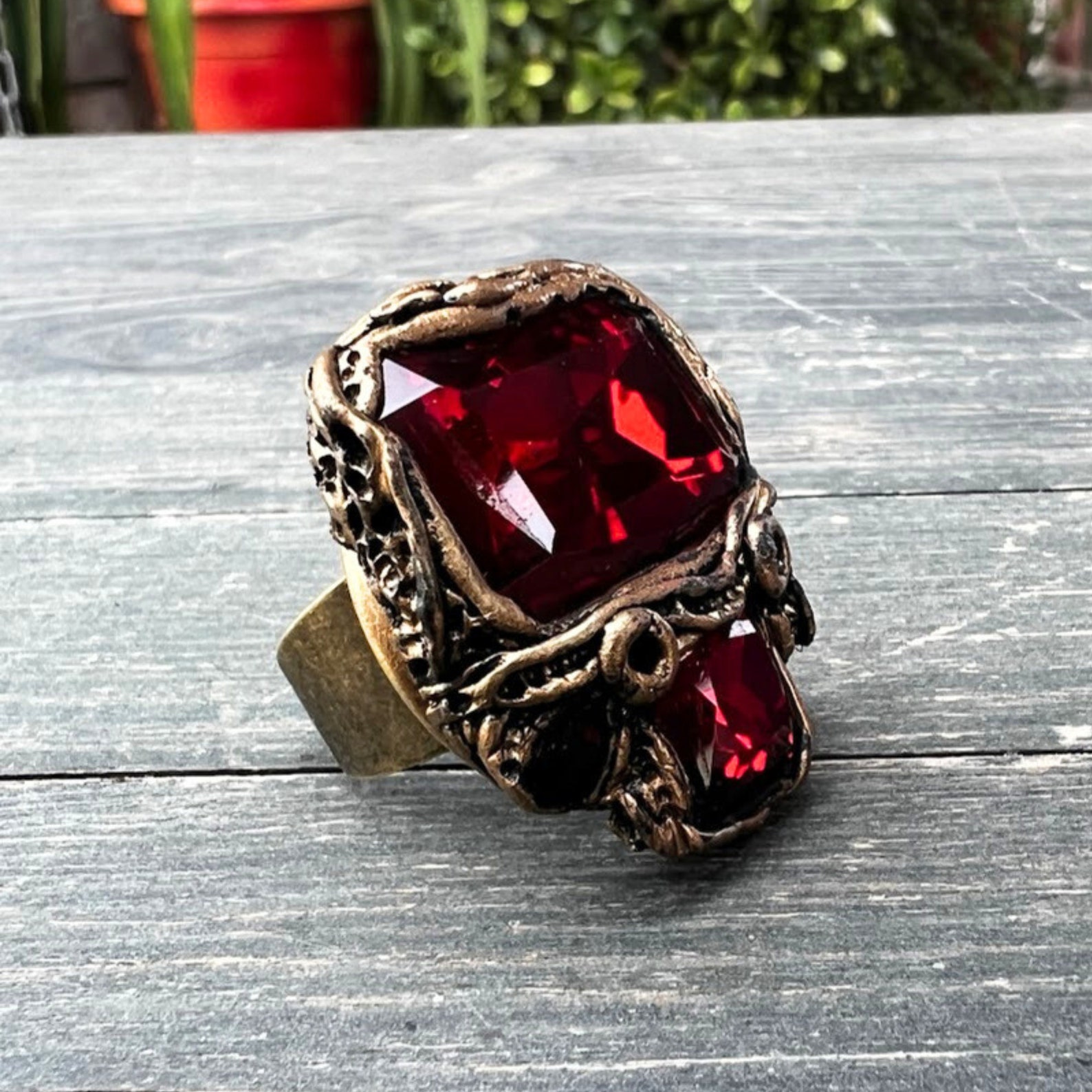 Blood Red Large Ring, Huge Bold Oversize Ring, Extravagant Statement ...