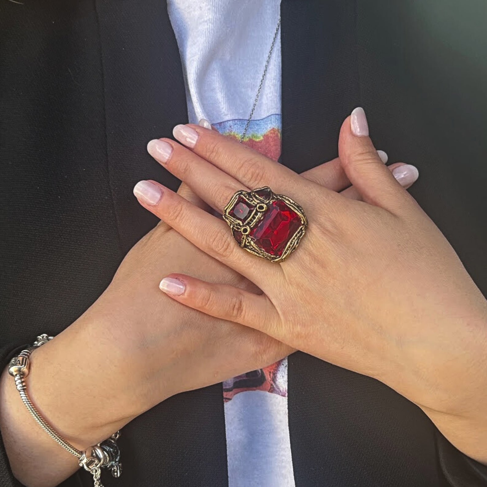 Blood Red Large Ring, Huge Bold Oversize Ring, Extravagant Statement ...