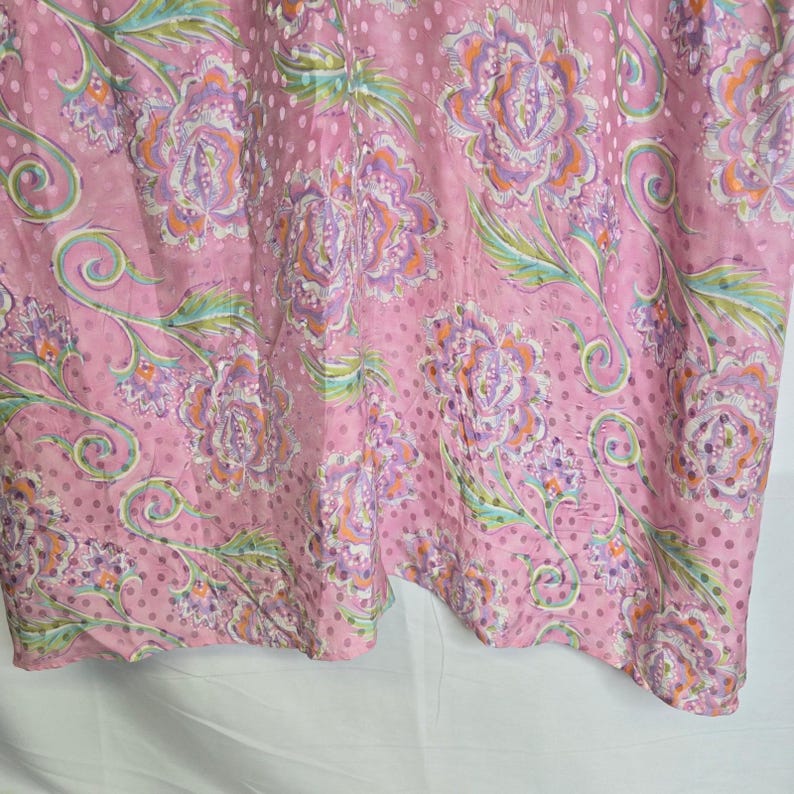 Falda vintage Bob Mackie de seda con estampado floral, color rosa ...