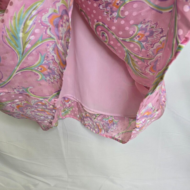 Falda vintage Bob Mackie de seda con estampado floral, color rosa ...
