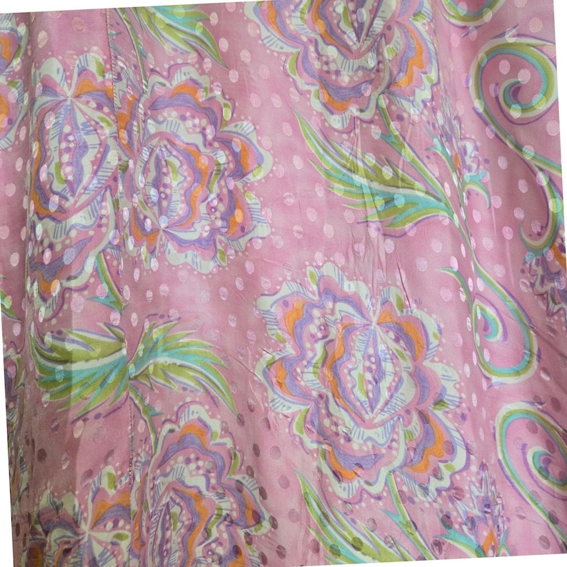 Falda vintage Bob Mackie de seda con estampado floral, color rosa ...