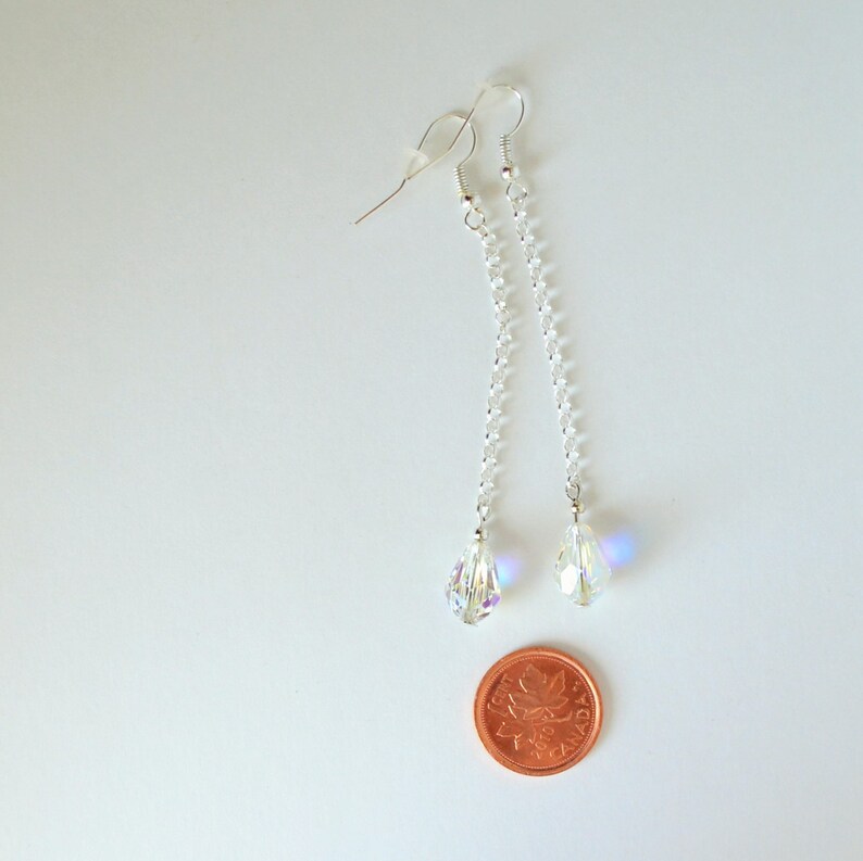Crystal Clear Silver Dangle Earrings - Etsy Canada