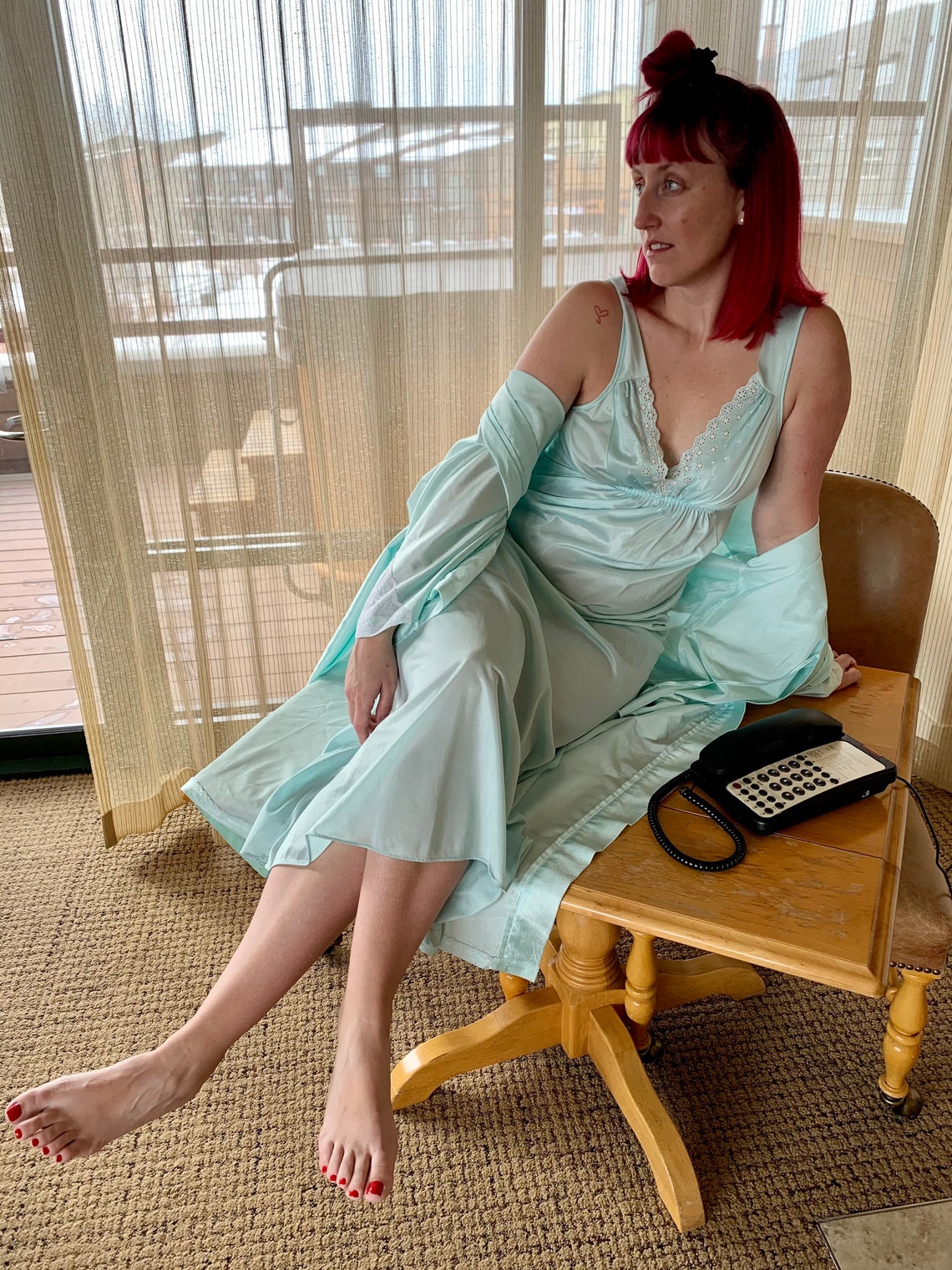 Vintage That Look Blue Slip and Robe Set • Silky Blue Slip • Vintage ...