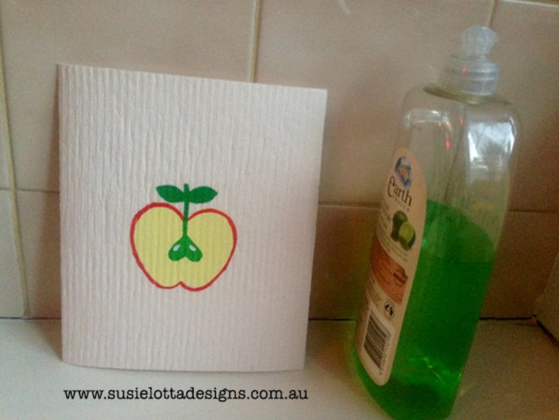 Love Apple Design - Hand Screen Printed Dish Cloth - Etsy