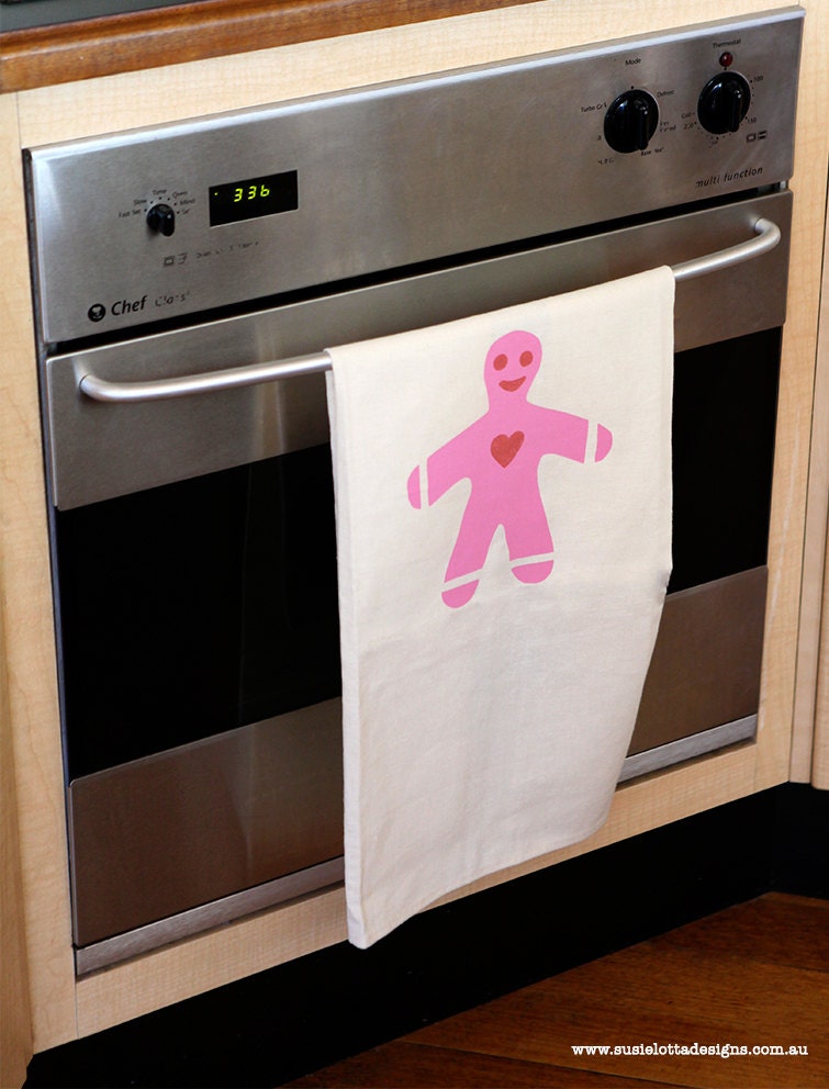 Scandinavian Gingerbread Man Hand Screen Printed Tea-towel - Etsy