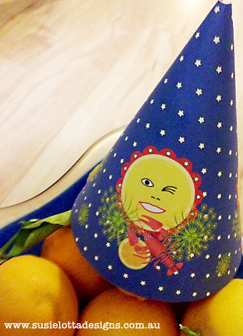 Winking Full Moon - Crayfish Party Theme - Party Hat - Printable PDF ...