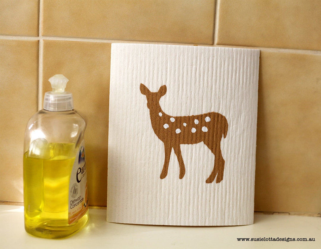 Oh My Dear Design - Hand Screen Printed Swedish Dish Cloth - Etsy