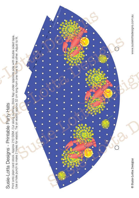 Crayfish Party Theme - Party Hat - 2 Sizes - Printable PDF - Etsy
