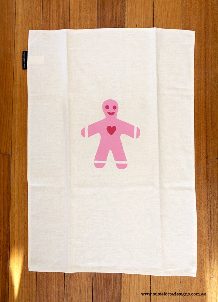 Scandinavian Gingerbread Man Hand Screen Printed Tea-towel - Etsy