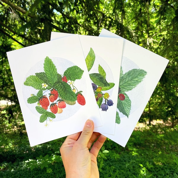 Watercolor Blueberry Print - Etsy