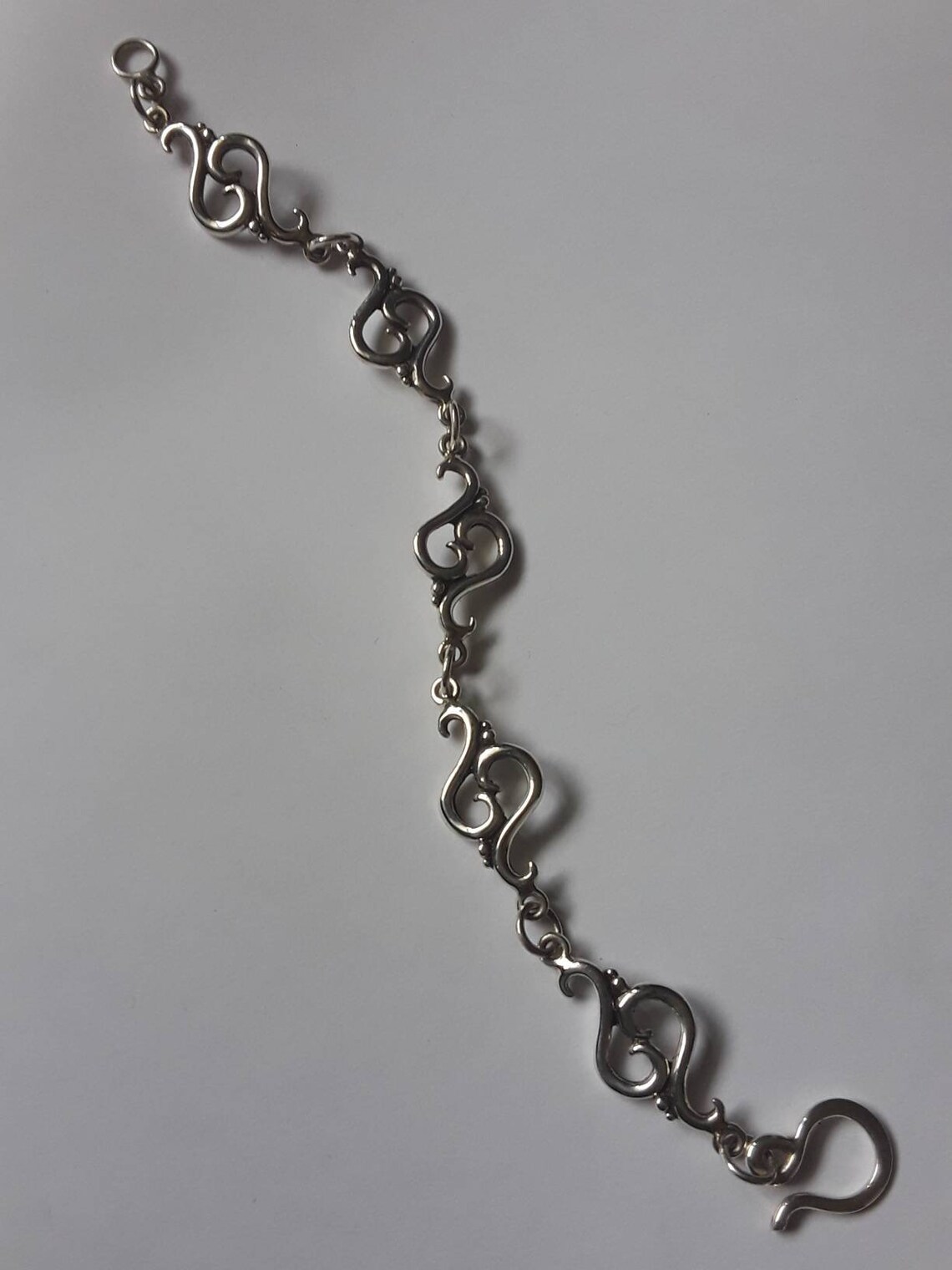Sterling Silver Swirl Link Bracelet - Etsy