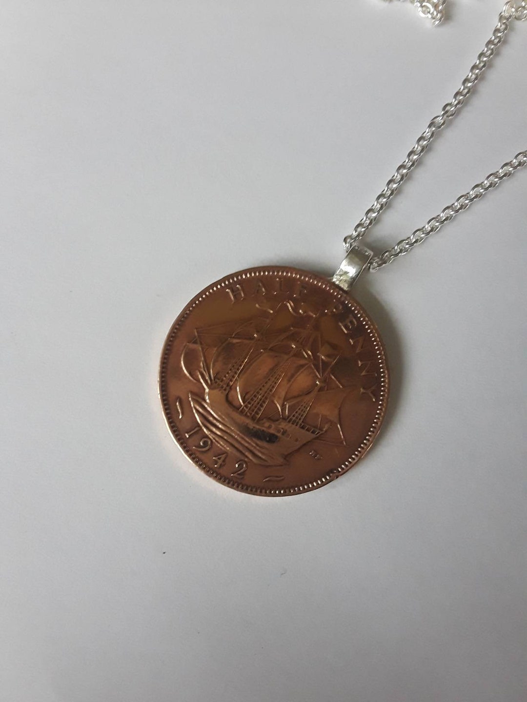 1942 British Half Penny Sail Boat Coin Pendant - Etsy