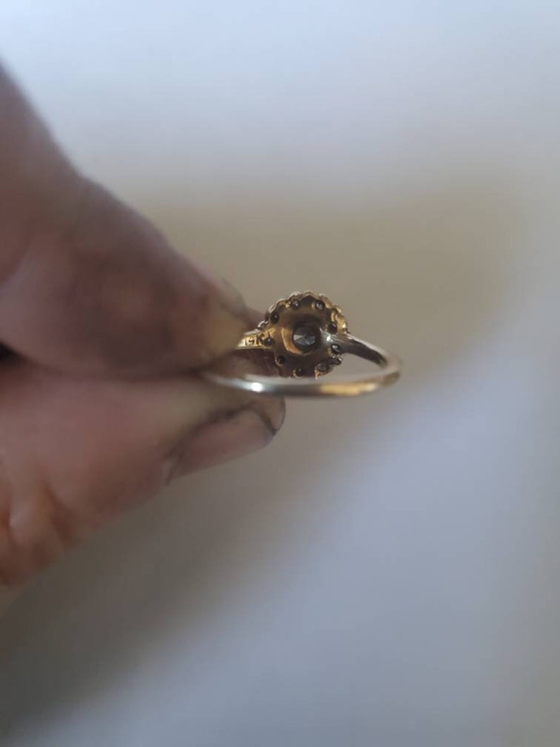 14kt Yellow Solid Gold Diamond Halo Engagement Ring April - Etsy