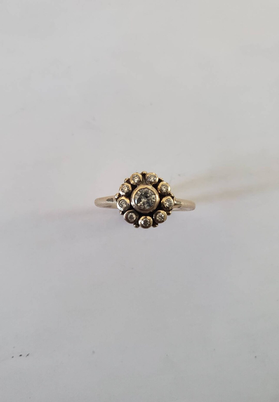 14kt Yellow Solid Gold Diamond Halo Engagement Ring, April Birthstone ...