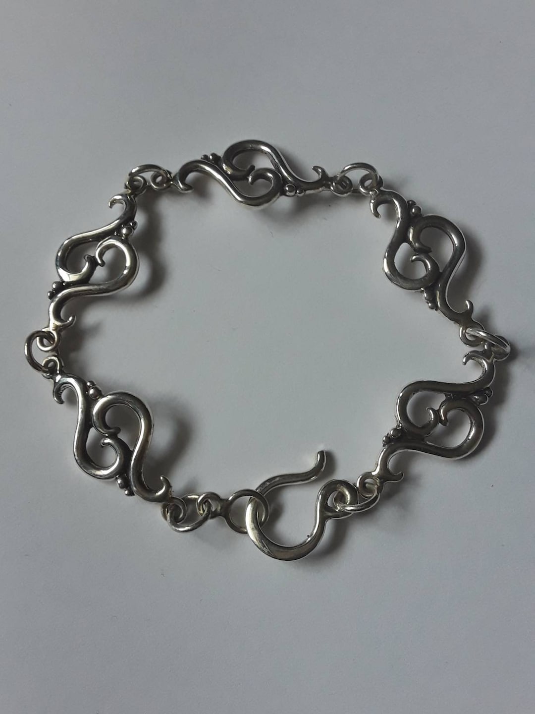 Sterling Silver Swirl Link Bracelet - Etsy