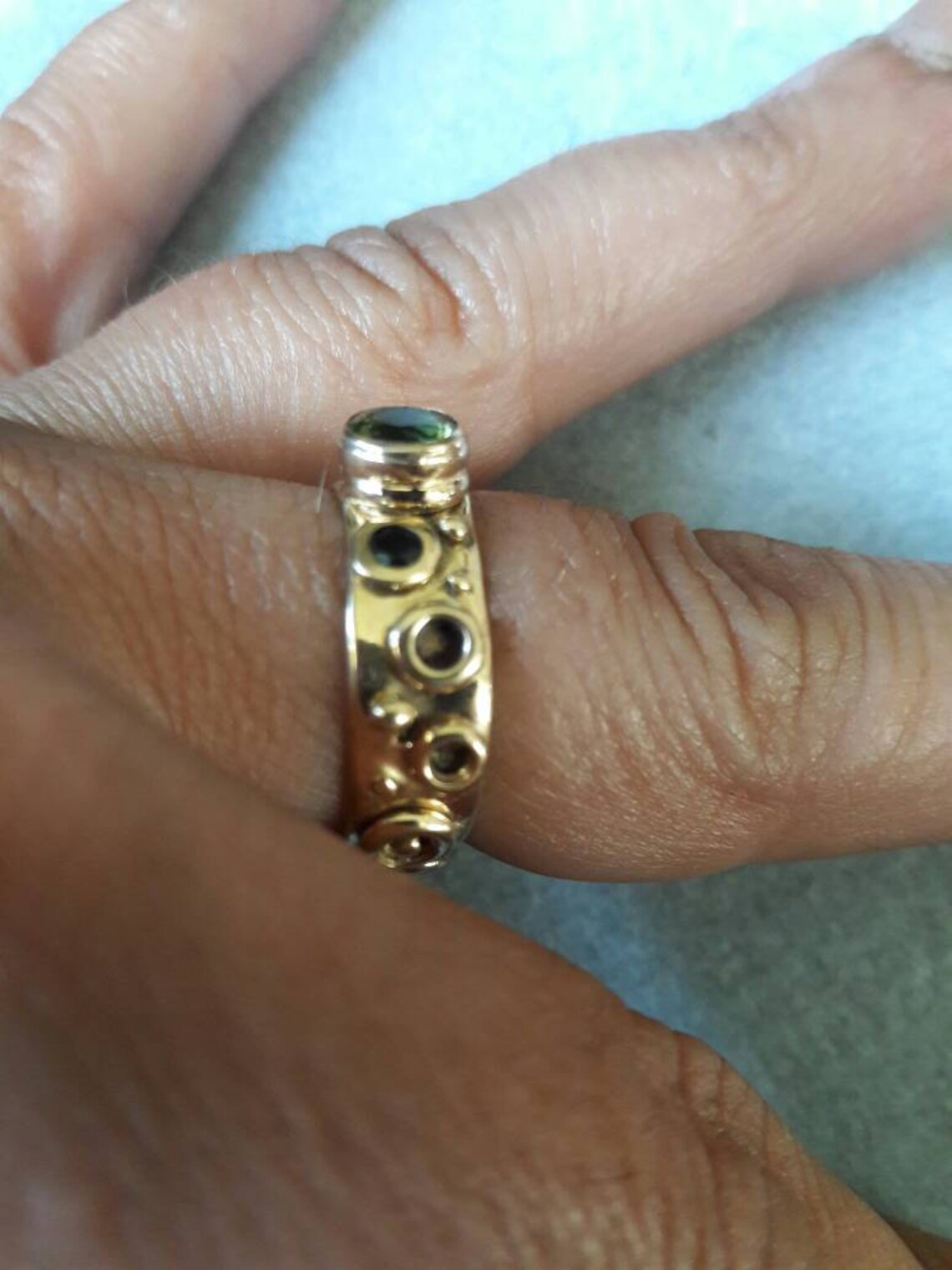 Solid 14kt Yellow Gold Moldavite & Black Spinel Bubble Circle - Etsy