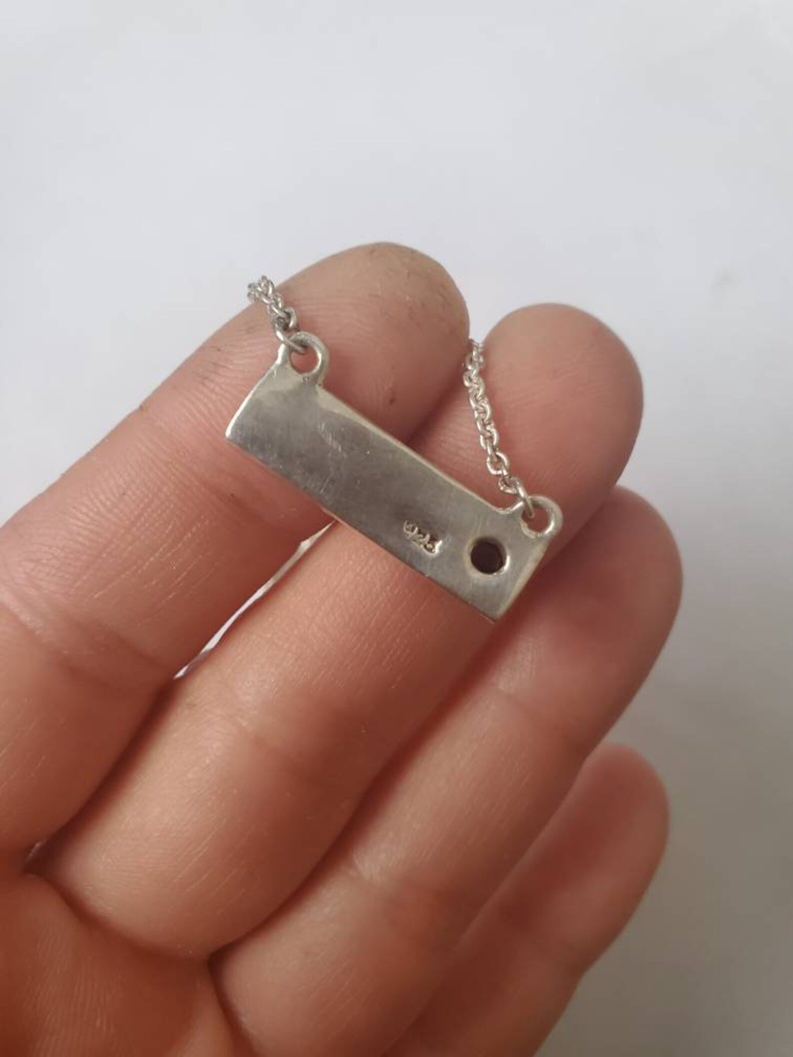 Sterling Silver Rectangular Geometric Circle Bar Amethyst Pendant ...