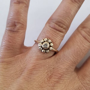 14kt Yellow Solid Gold Diamond Halo Engagement Ring, April Birthstone ...