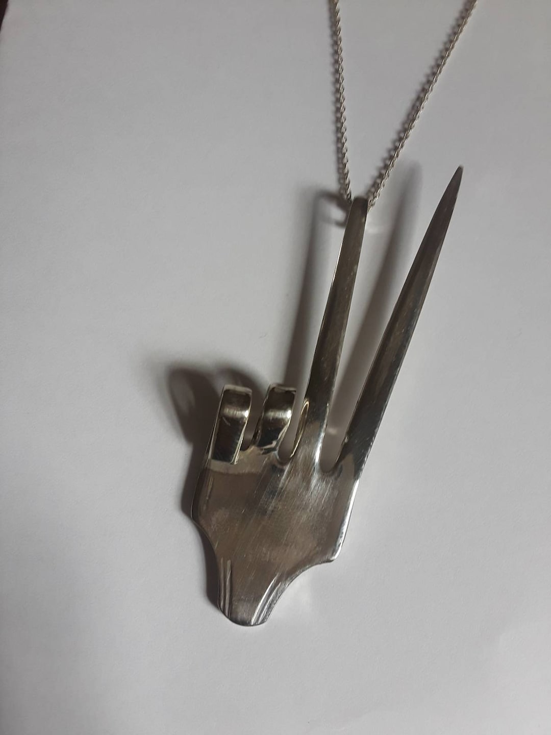 Hippie Silver Fork Peace Sign Statement Pendant - Etsy