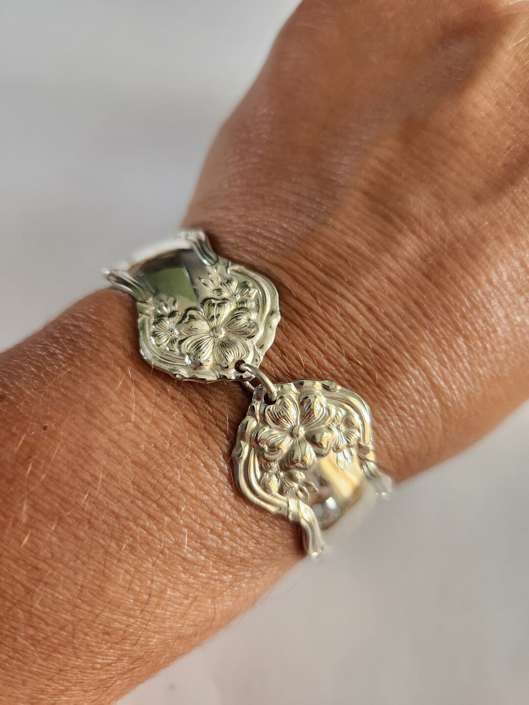 Silver Plate Boho Floral Spoon Cuff Bracelet - Etsy
