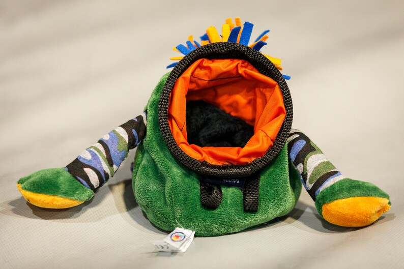 Crimp Chimps Green Monster Stuffed Animal Chalk Bag - Etsy