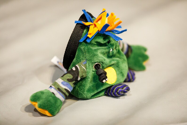 Crimp Chimps Green Monster Stuffed Animal Chalk Bag - Etsy