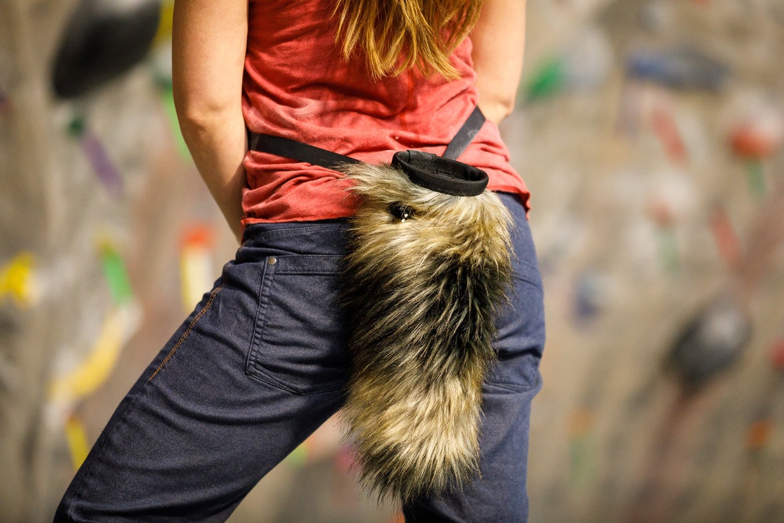 Crimp Chimps Original Raccoon Tail Chalk Bag | Etsy