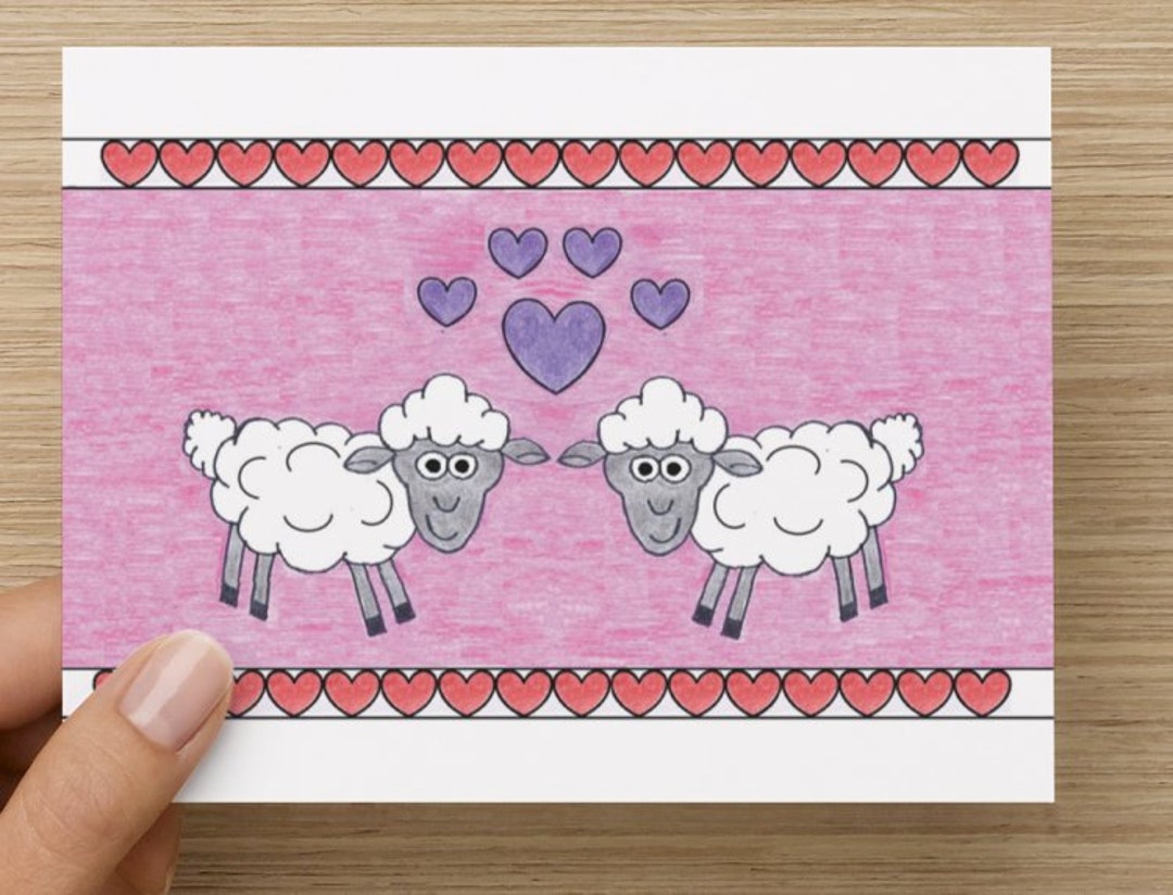 Fluffy Sheep Valentine's Day Card - Etsy