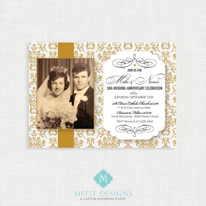 Invitaci n 50 Aniversario De Boda M scara De Oro 50 Etsy