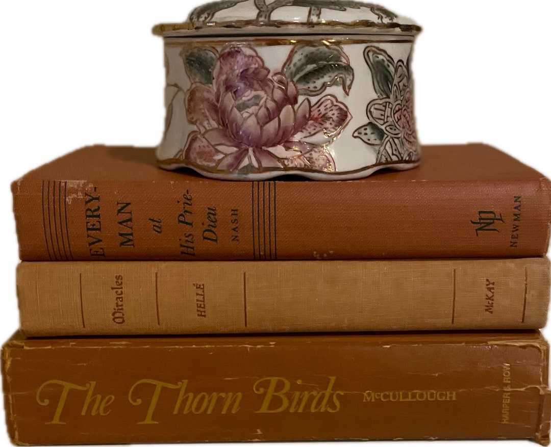 Vintage Terracotta/burnt Orange Book Stack, Book Staging, Book Props ...