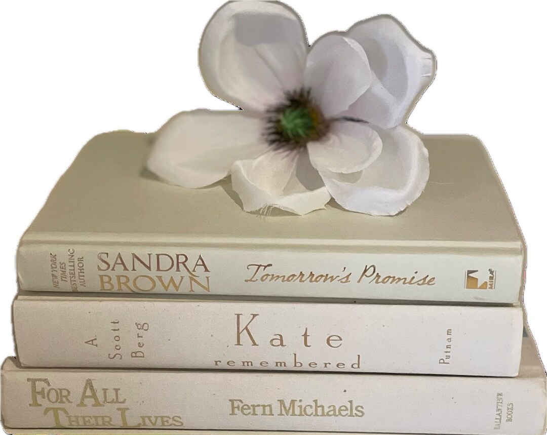 White Book Stack With Gold Lettering, Book Staging, Book Props, Instant ...