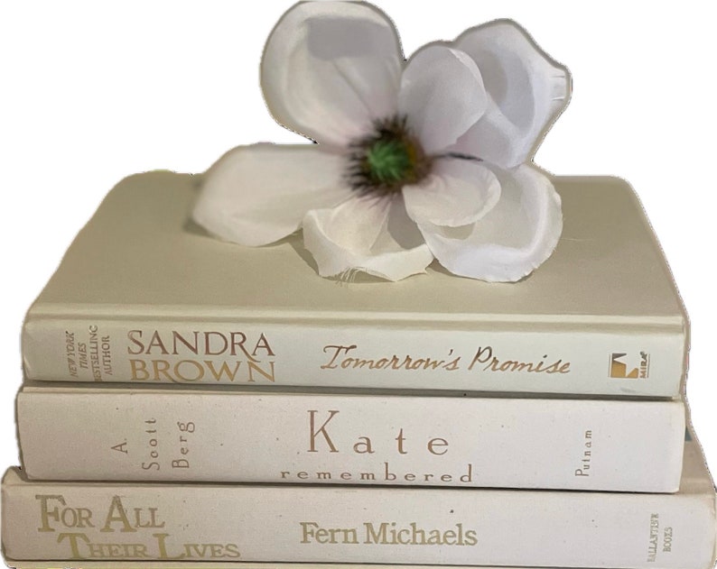 White Book Stack With Gold Lettering, Book Staging, Book Props, Instant ...