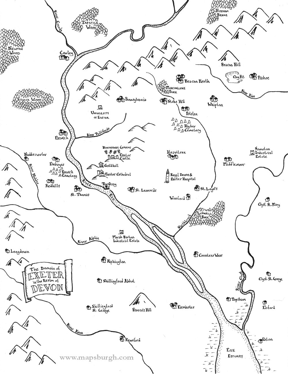 Fantasy Maps of Southern English Cities: Gloucester, Birmingham ...
