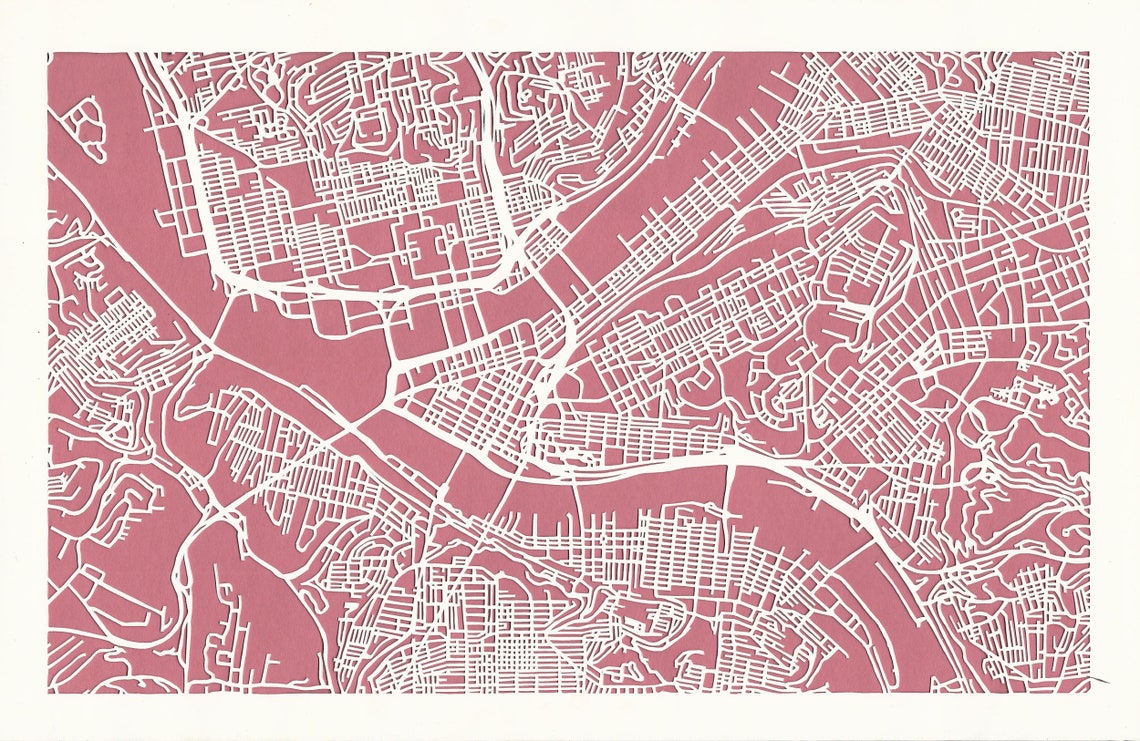 Pittsburgh Cut Paper Map, 11x17 - Etsy