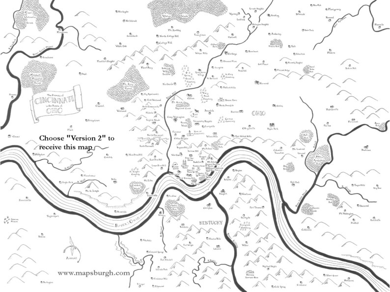 Fantasy Map of Cincinnati - Etsy