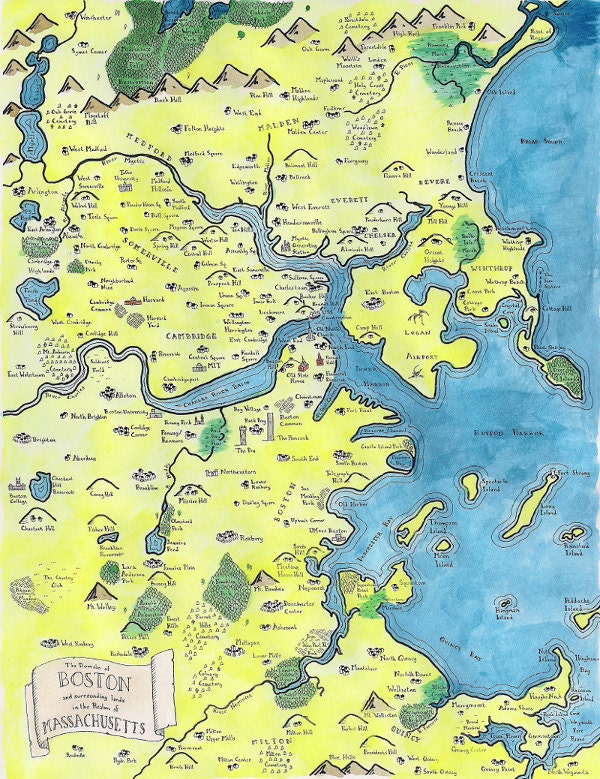 Fantasy Map of Boston - Etsy
