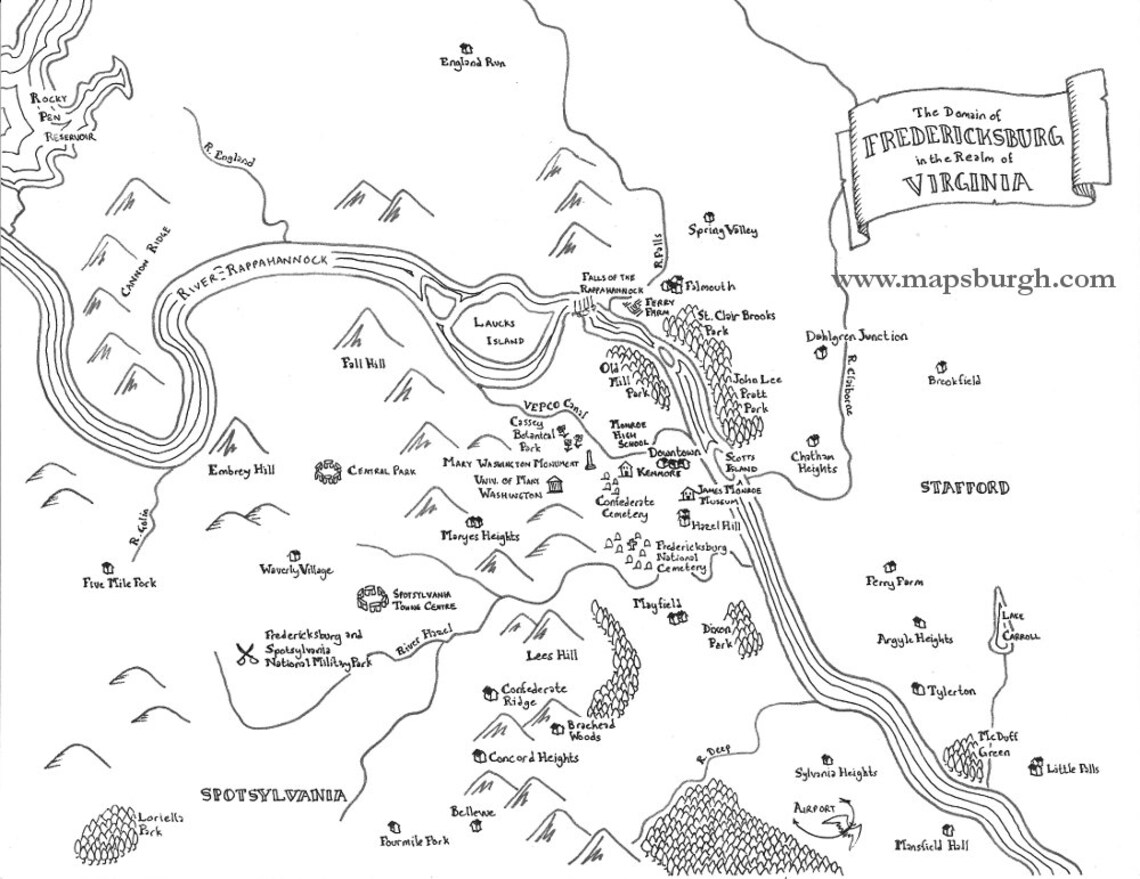 Fantasy Maps of Virginia Cities: Richmond Charlottesville - Etsy