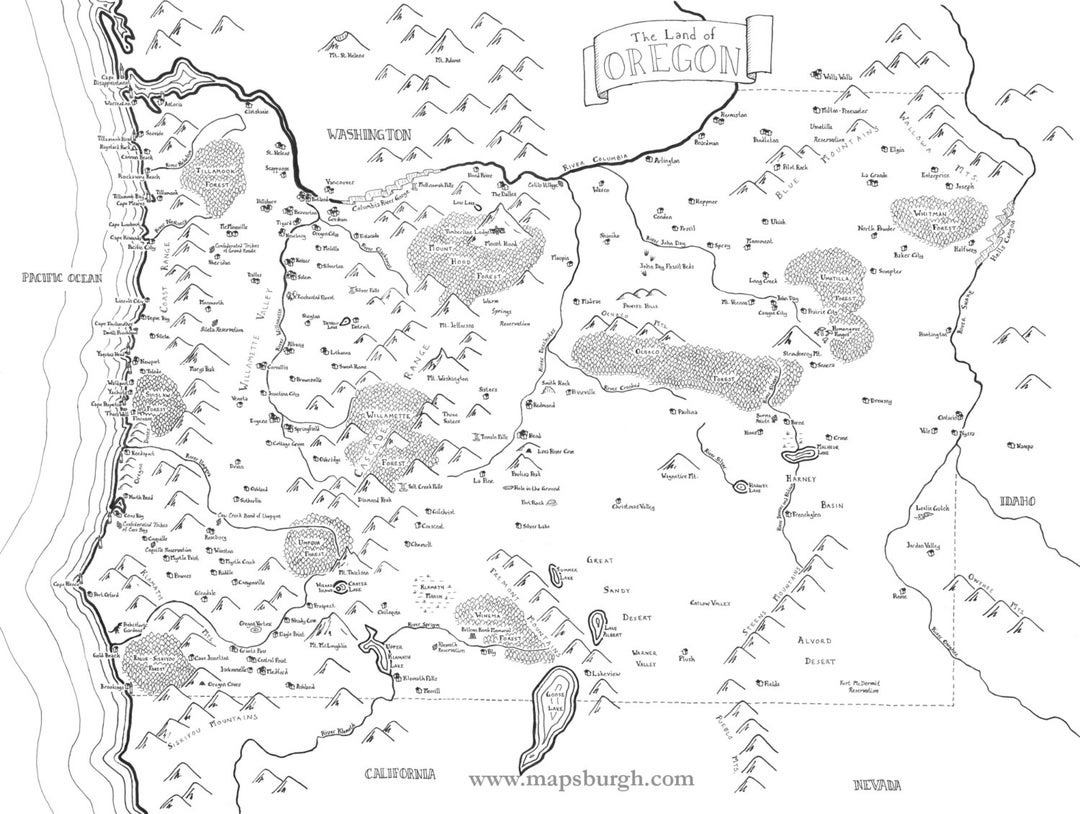 Fantasy Map of Oregon - Etsy
