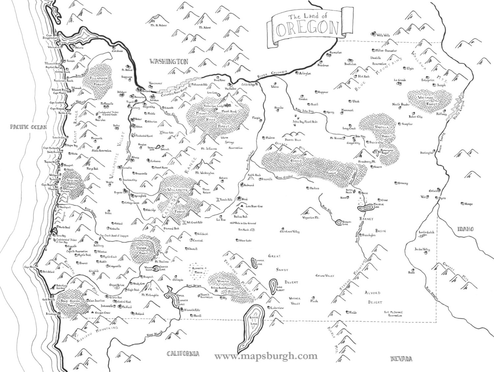 Fantasy Map of Oregon - Etsy