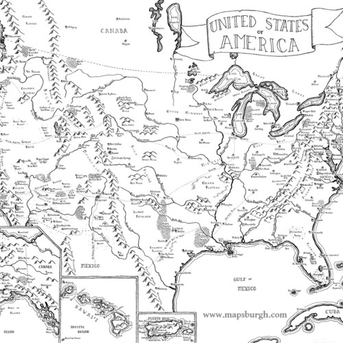 Fantasy Map of the United States - Etsy