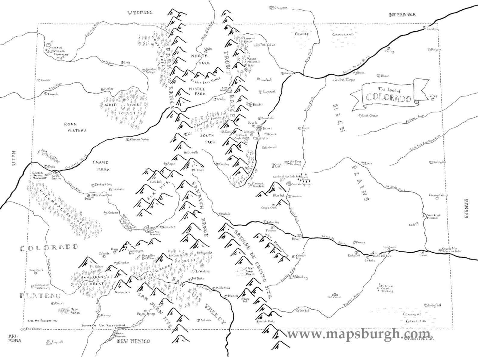 Fantasy Map of Colorado - Etsy