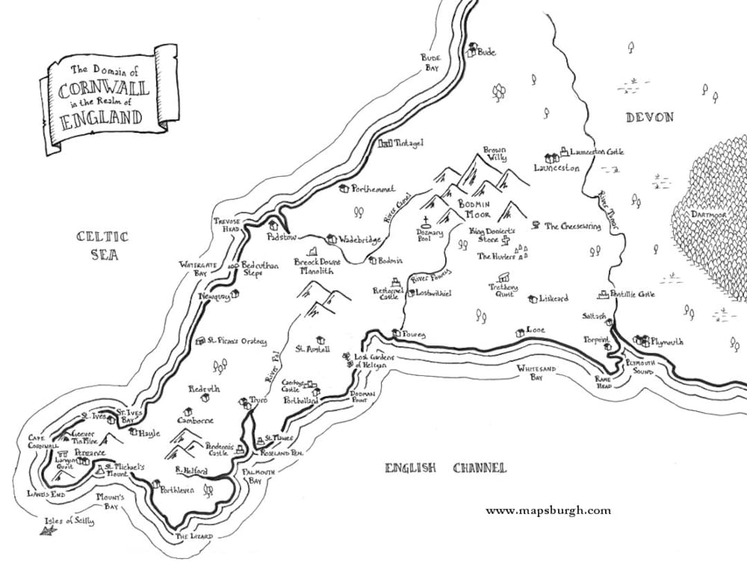 Fantasy Maps of British Regions: Cornwall, Orkney, Hertfordshire - Etsy
